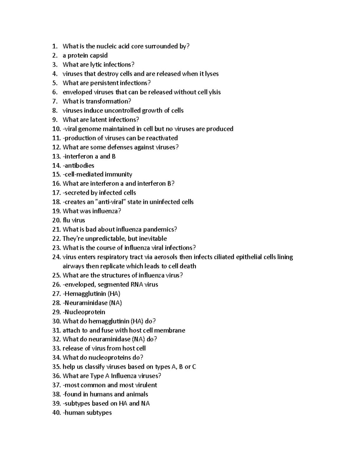 Bio 310 week 5 - Notes - What is the nucleic acid core surrounded by? a ...