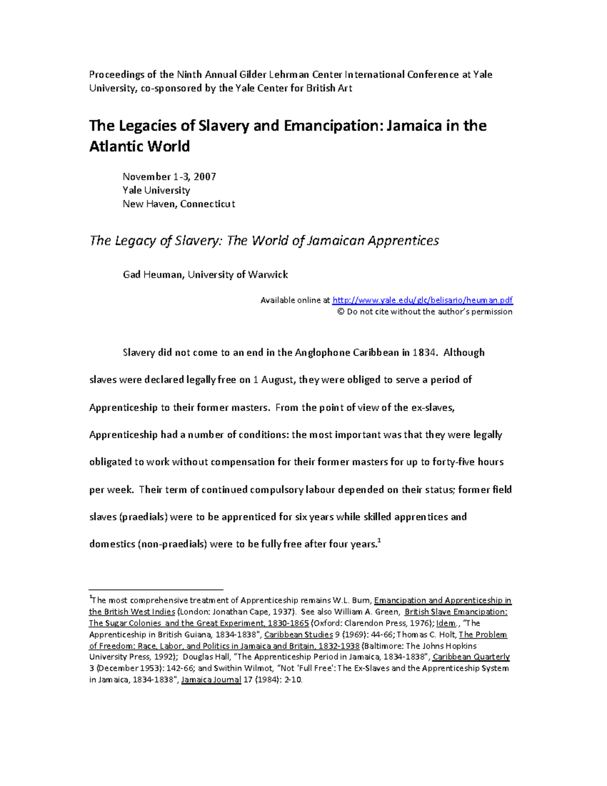 Emancipation act - a brief summary of notes - Proceedings of the Ninth ...