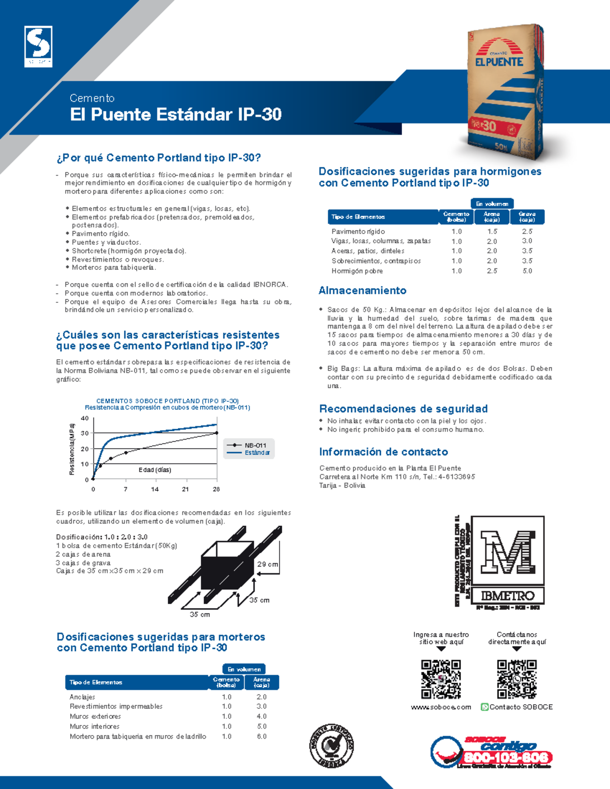 EL Puente Ficha Cemento IP30 AZUL - Cemento El Puente Estándar IP ...