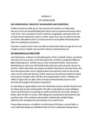 Art appreciation module revised pdf free - MODULE IN ART APPRECIATION PREPARED BY: PAUL JOHN D ...