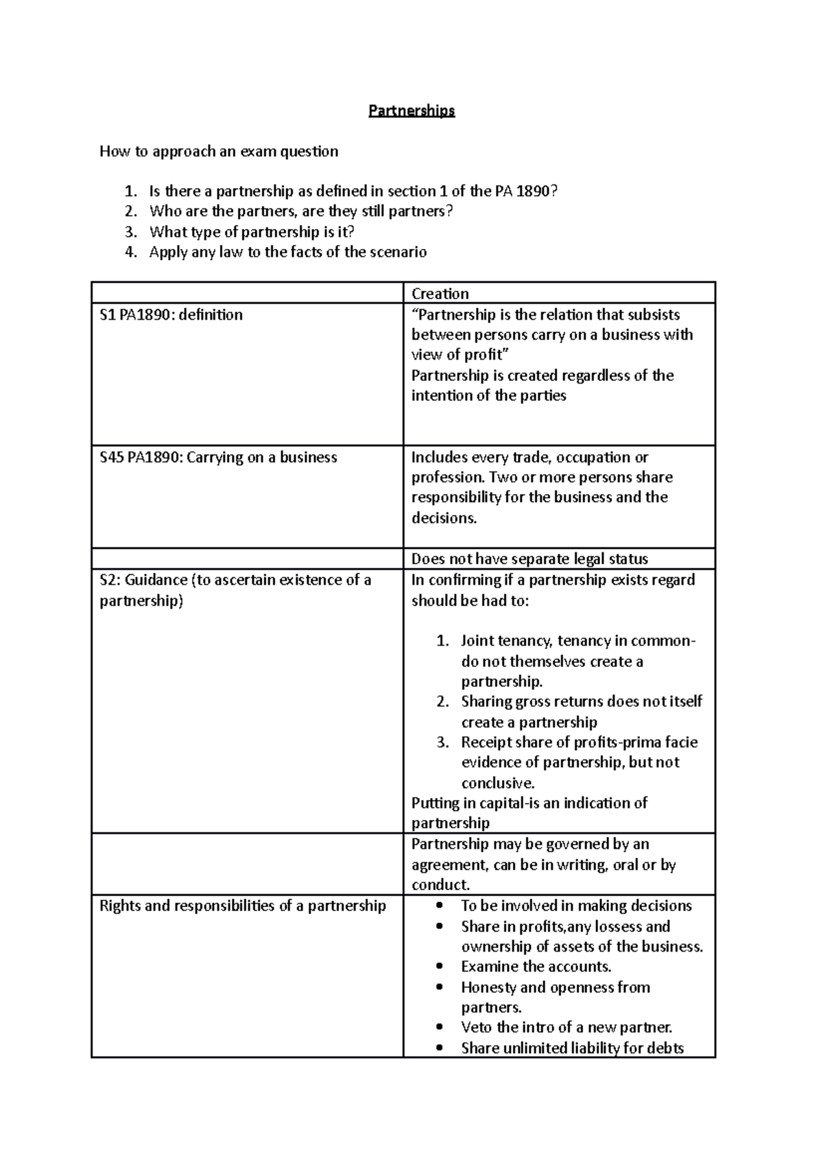 Partnerships revision - Partnerships How to approach an exam question ...