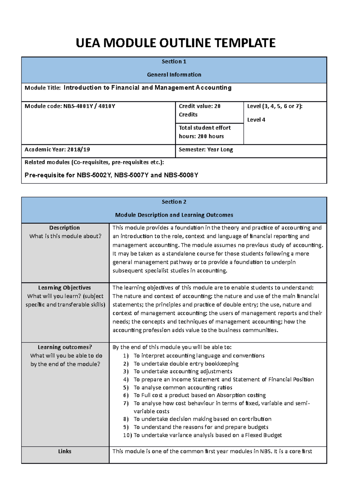 NBS-4001Y Module Outline 2017-18 - UEA MODULE OUTLINE TEMPLATE Section ...