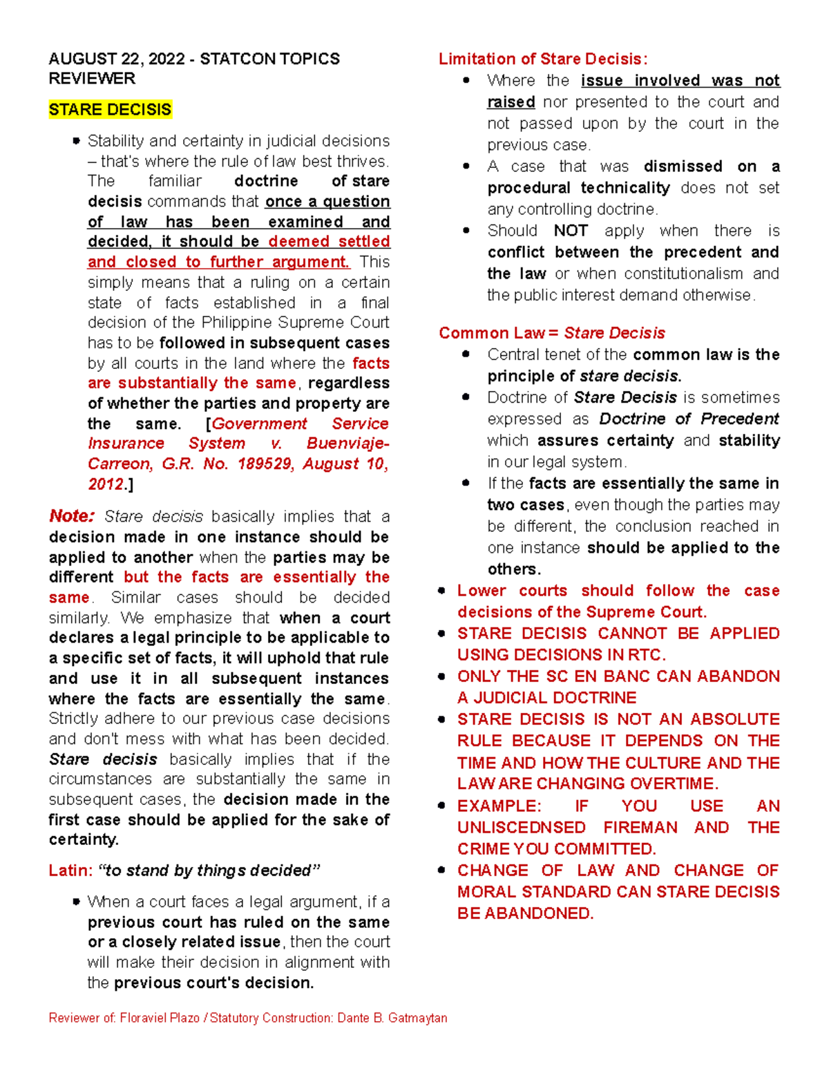 August 22 - Topics Statcon Reviewer - AUGUST 22, 2022 - STATCON TOPICS ...