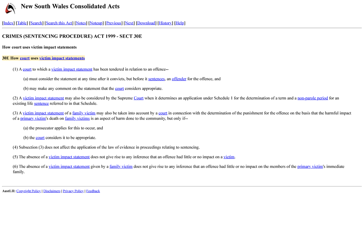 Crimes ( Sentencing Procedure) ACT 1999 - SECT 30E How court uses ...
