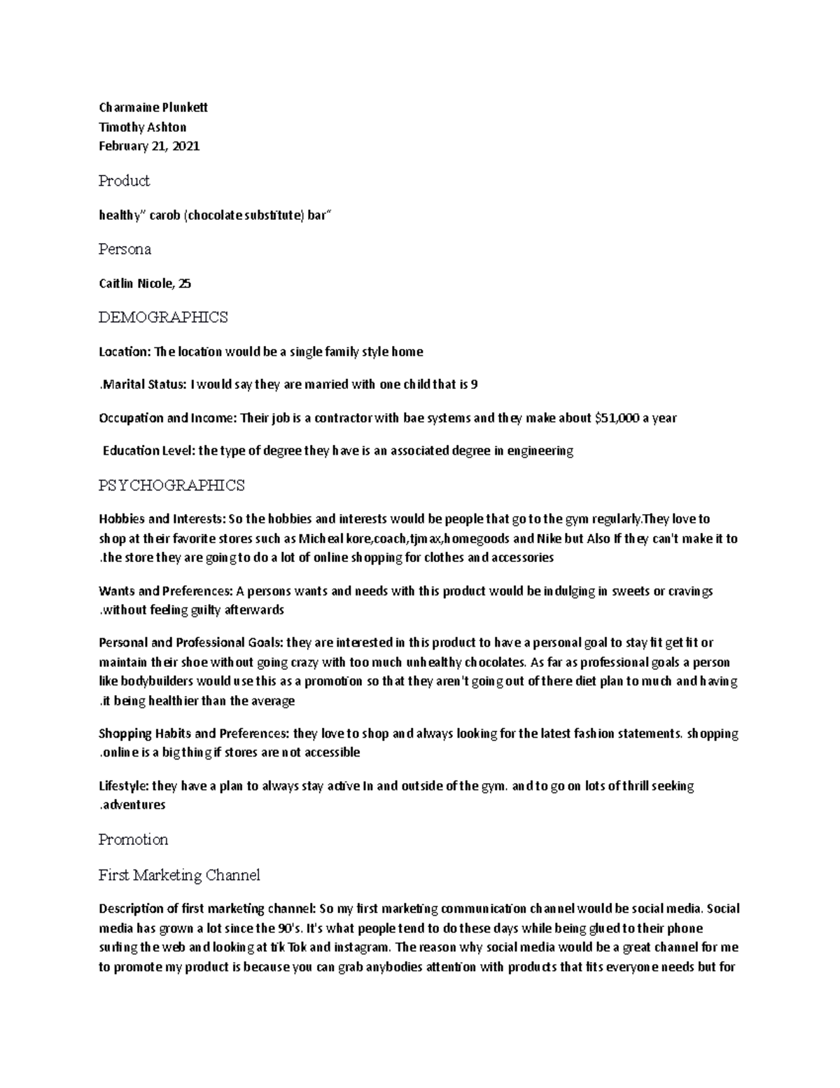 Final project - Grade: A - Charmaine Plunket Timothy Ashton February 21 ...