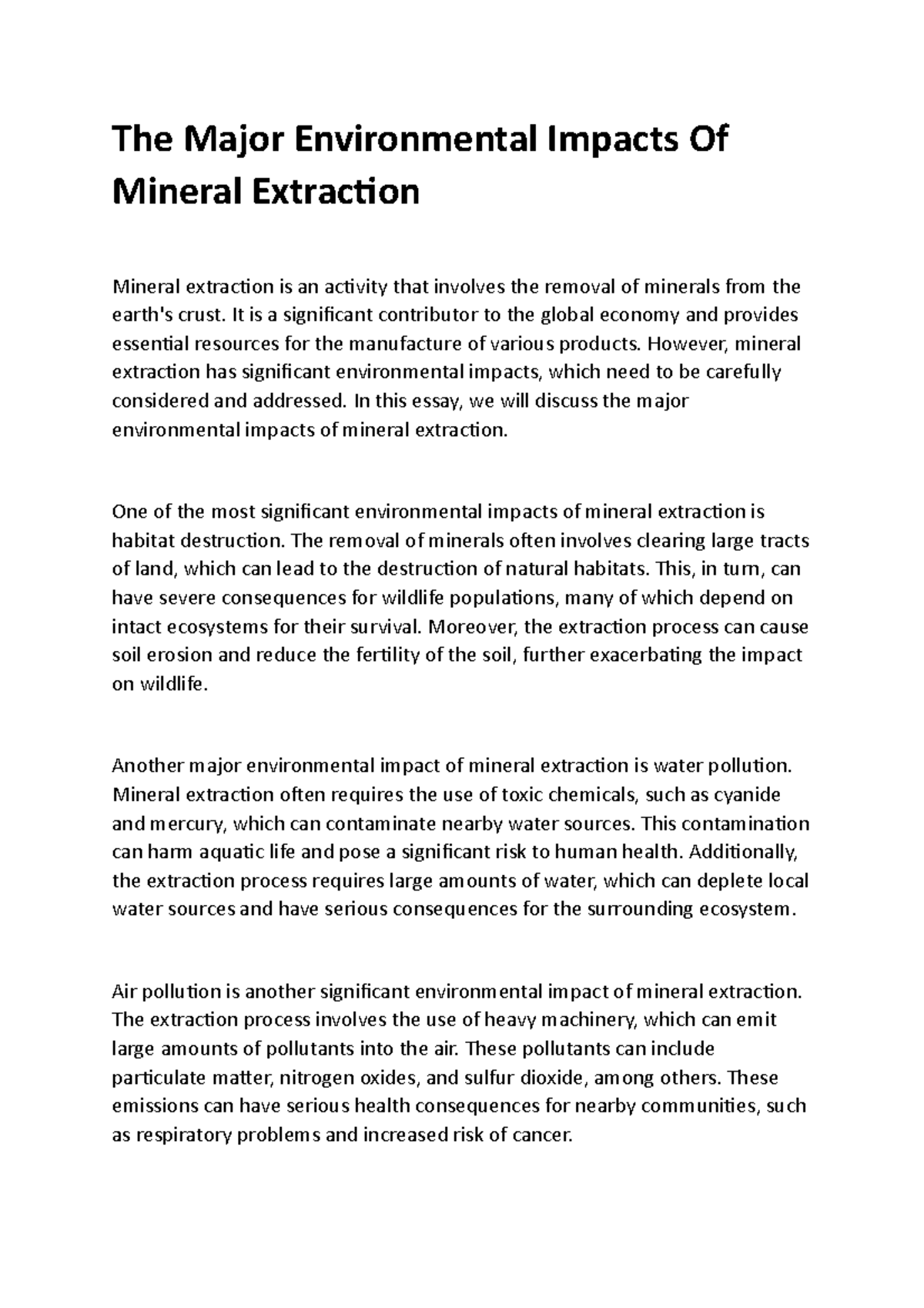 Benefits Of Mineral Extraction at Zane Stirling blog