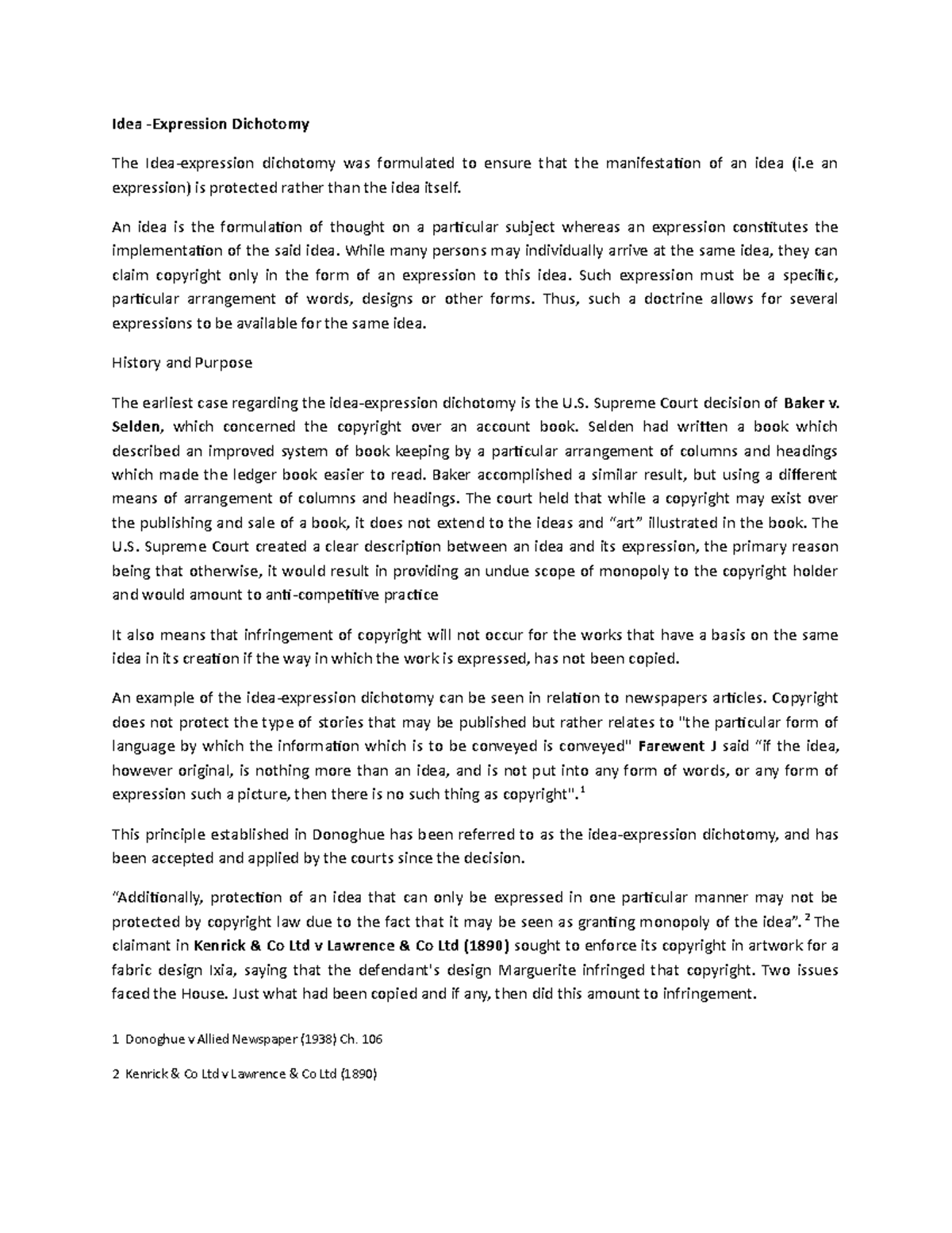 IP Related Rights - Idea -Expression Dichotomy The Idea-expression ...