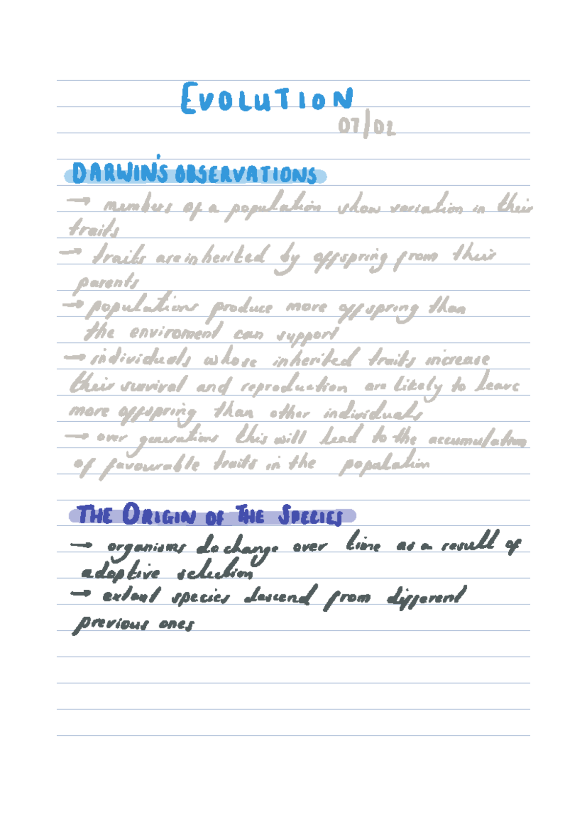 Week 4 Evolution - Lecture notes 2 - 4025BMS - Studocu