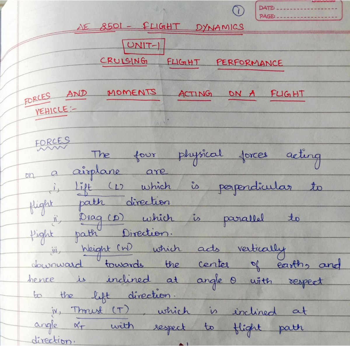 FD-UNIT 1 - AE3691 FLIGHT DYNAMIC UNIT 1 - Flight Dynamics - Studocu