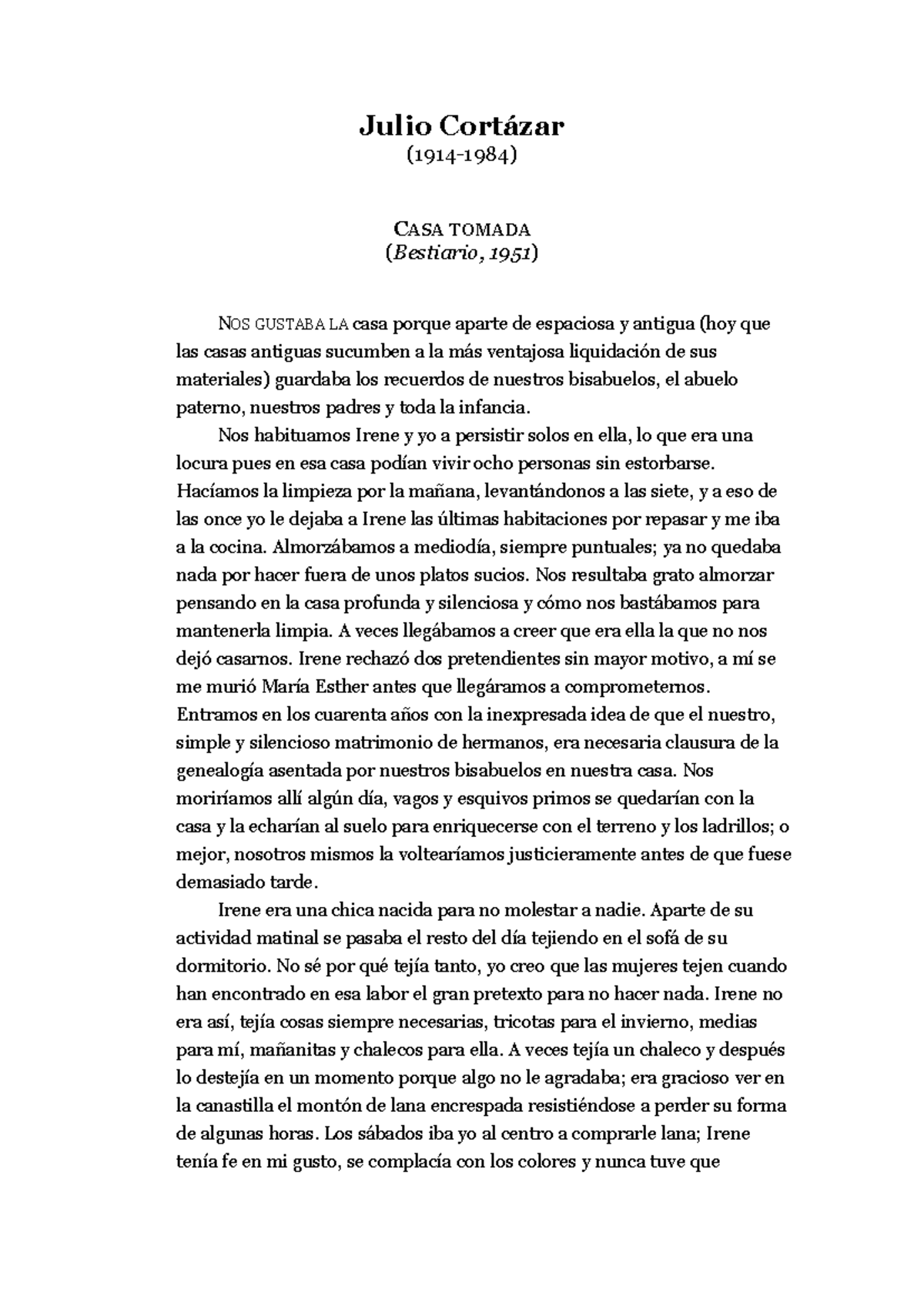 Casa tomada - comprensión está relacionado con el verbo comprender, que ...