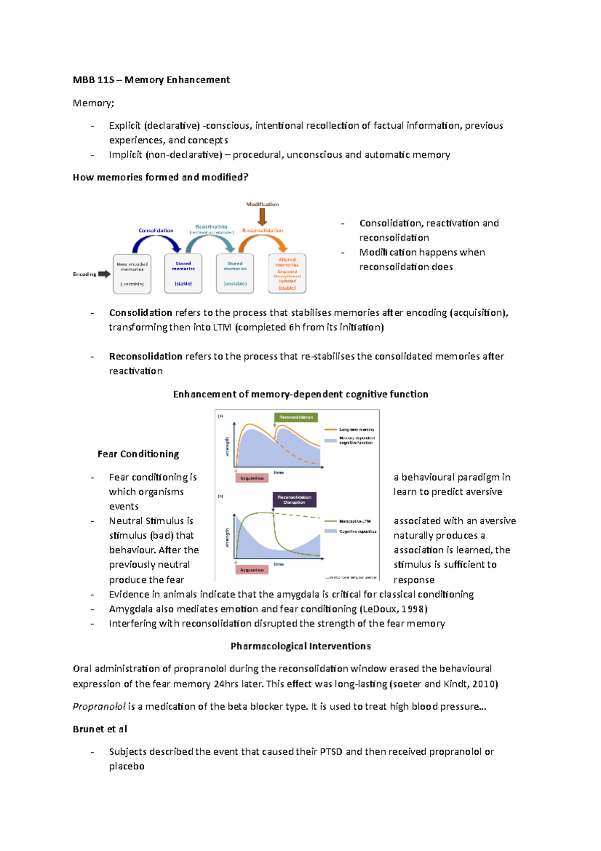 Memory Enhancement - MBB 11S – Memory Enhancement Memory; Explicit (declarative) -conscious ...