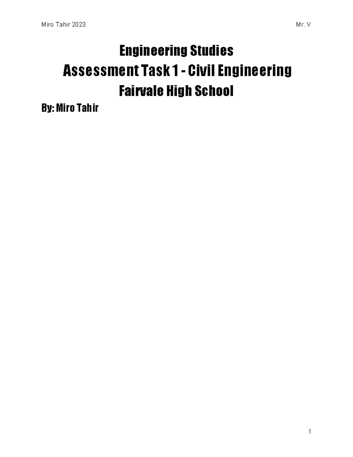 Engineering Studies Assessment Task 1 - Civil Engineering - Forms of ...