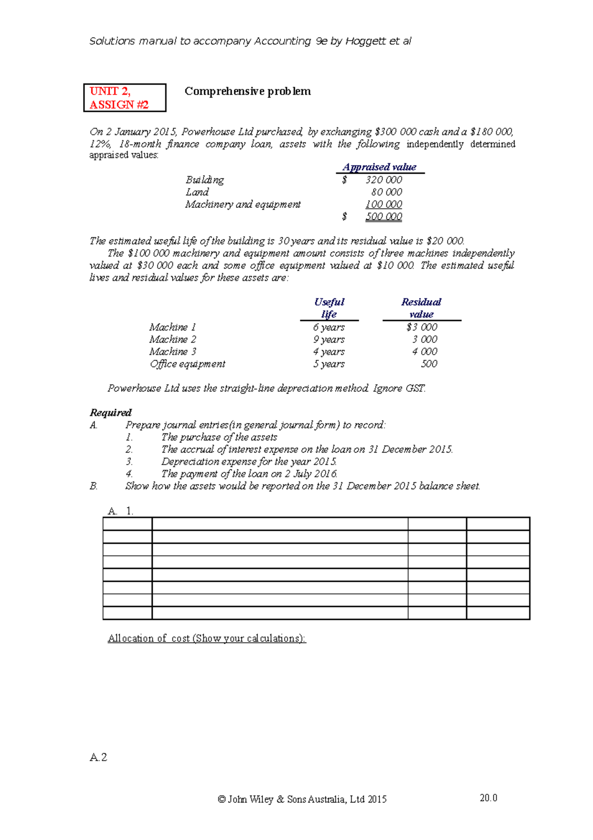 Unit 2 Assignment, Due 17 March 23 - Solutions manual to accompany ...