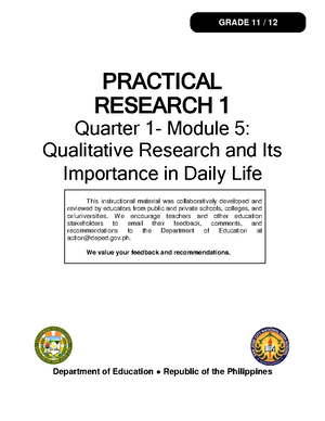 Practical Module 11 - ####### Research in Daily Life 1 Finding Answers ...