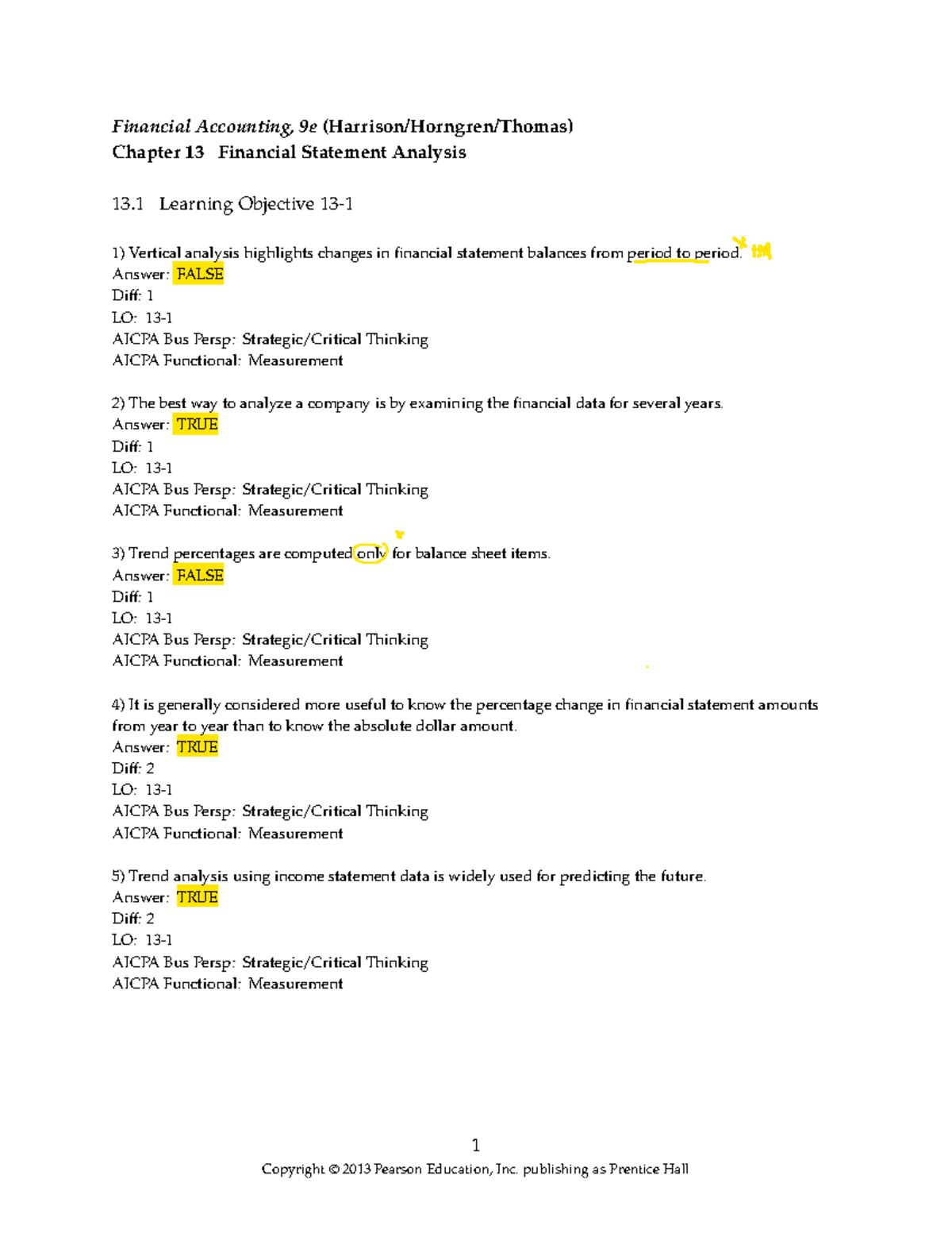 FS Analysis - Financial Accounting, 9e (Harrison/Horngren/Thomas ...