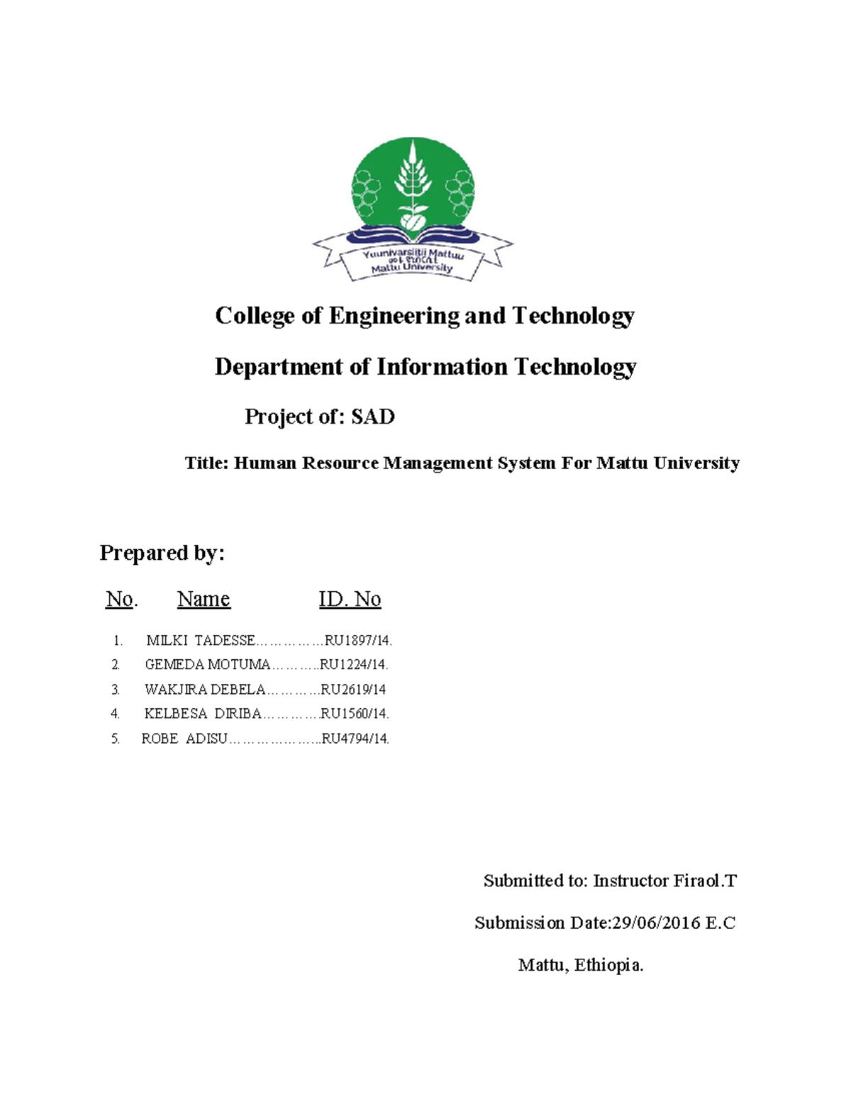 G2-System analysis and design - College of Engineering and Technology ...