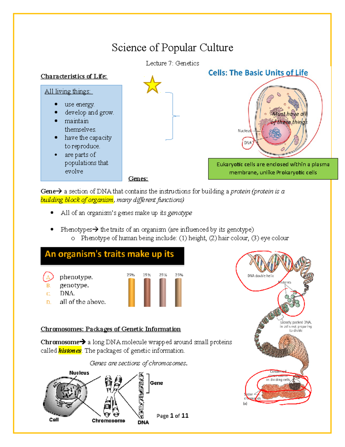 Science Lecture 7 - Science of Popular Culture Lecture 7: Genetics ...