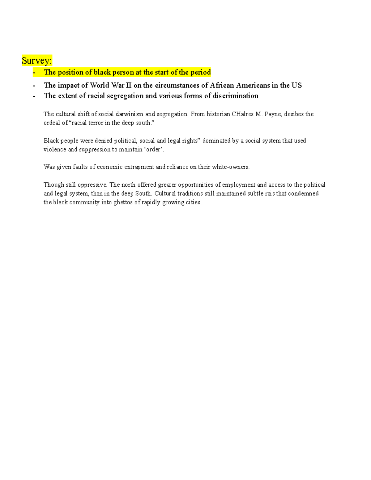 Civil Rights Movement in the USA 1945-68 - Survey: - The position of ...