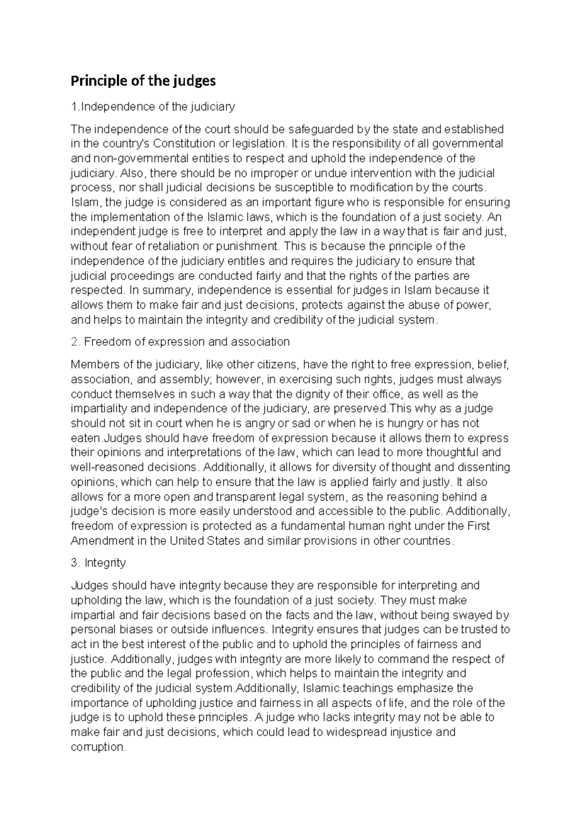 Principle of the judges - It is the responsibility of all governmental ...