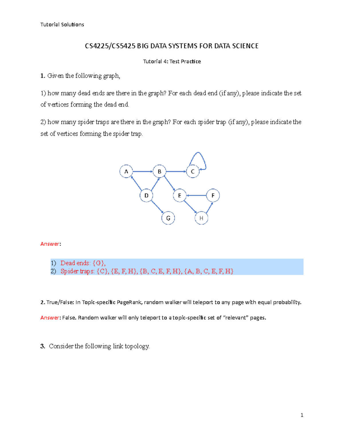 CS4225 tutorial 4 ans - CS4225/CS5425 BIG DATA SYSTEMS FOR DATA SCIENCE ...