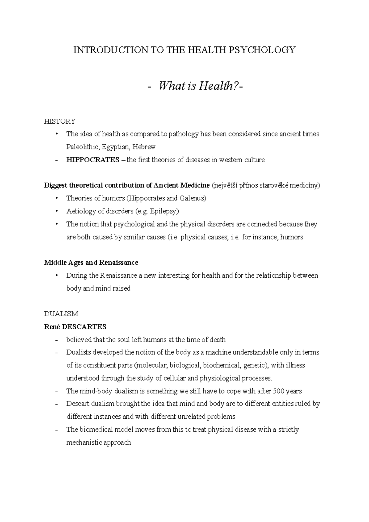 Introduction to the Health Psychology - INTRODUCTION TO THE HEALTH ...