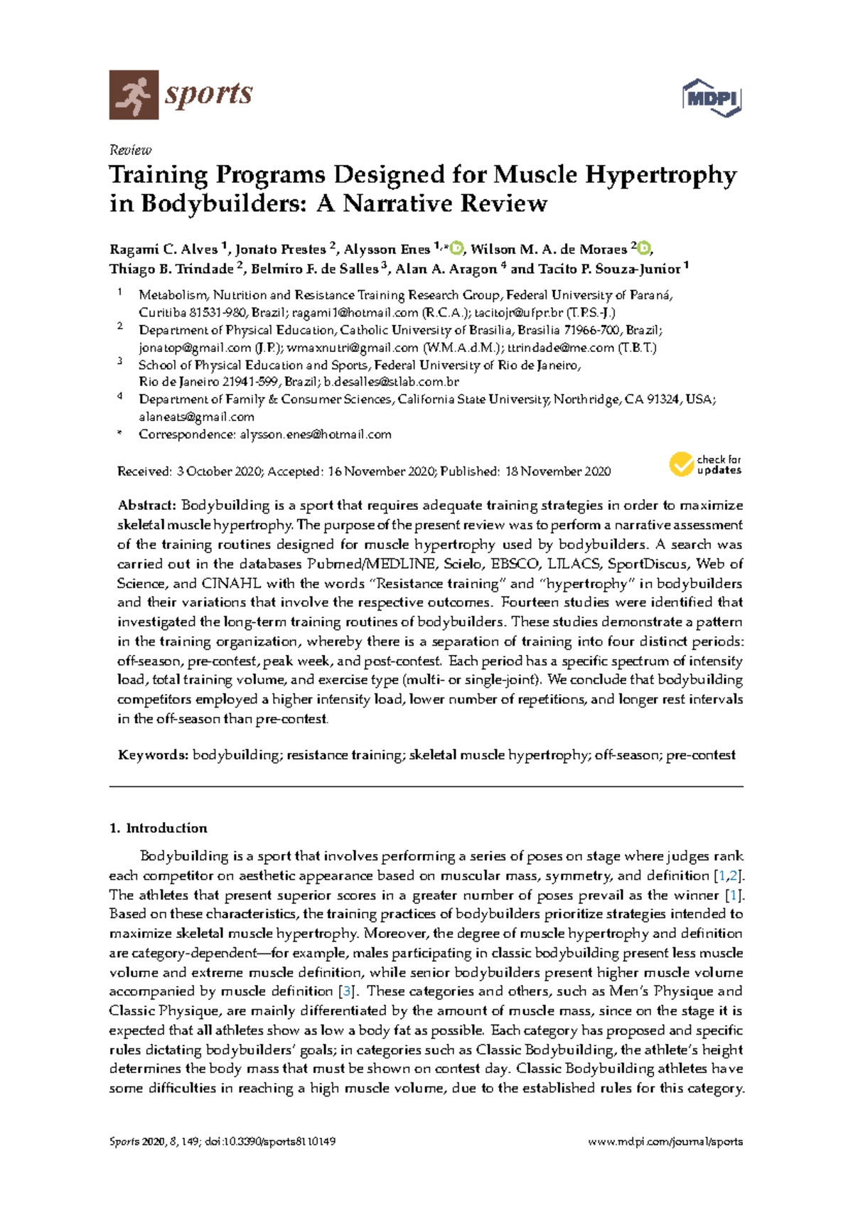 Sports 08 00149 v2 - It is a case study about strength and conditioning ...