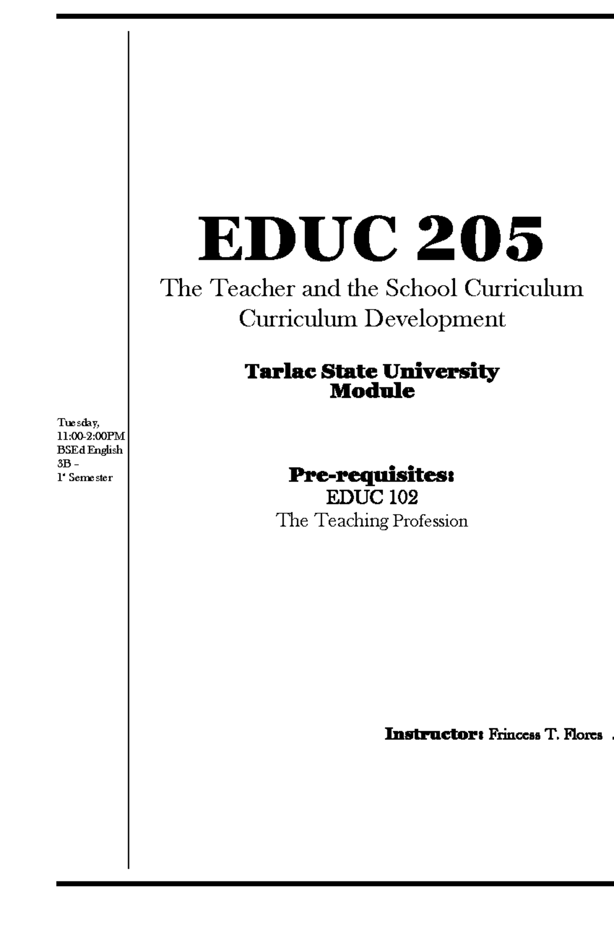 EDUC205 Complete Module Unit 1 4 - Tuesday, 11:00-2:00PM BSEd English ...