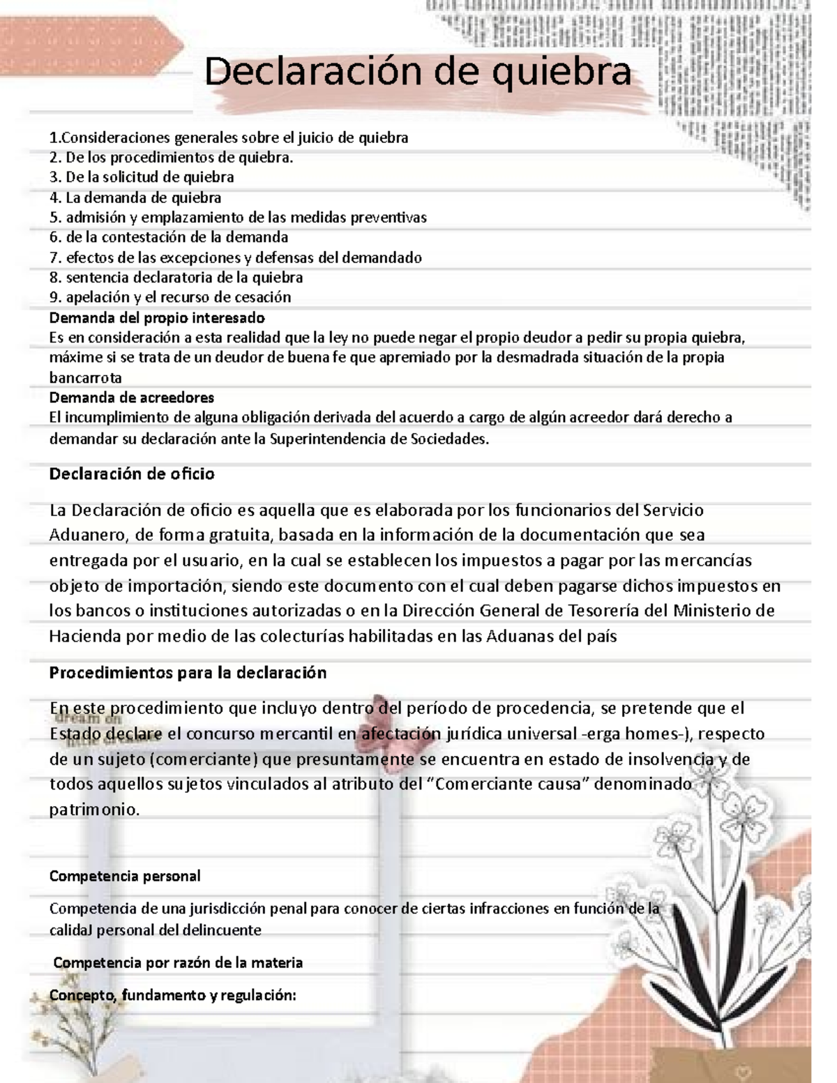 Tema 2 y 3 Yazmin Lara - Espero les sirva - Declaración de quiebra 1 ...