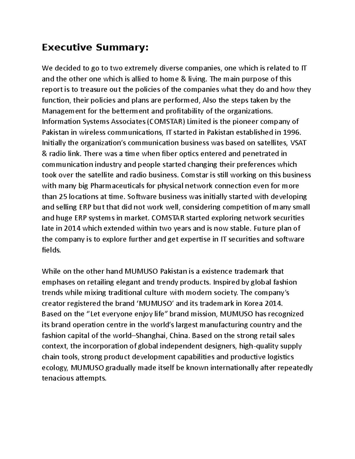 Hrm - human resource report - Executive Summary: We decided to go to ...