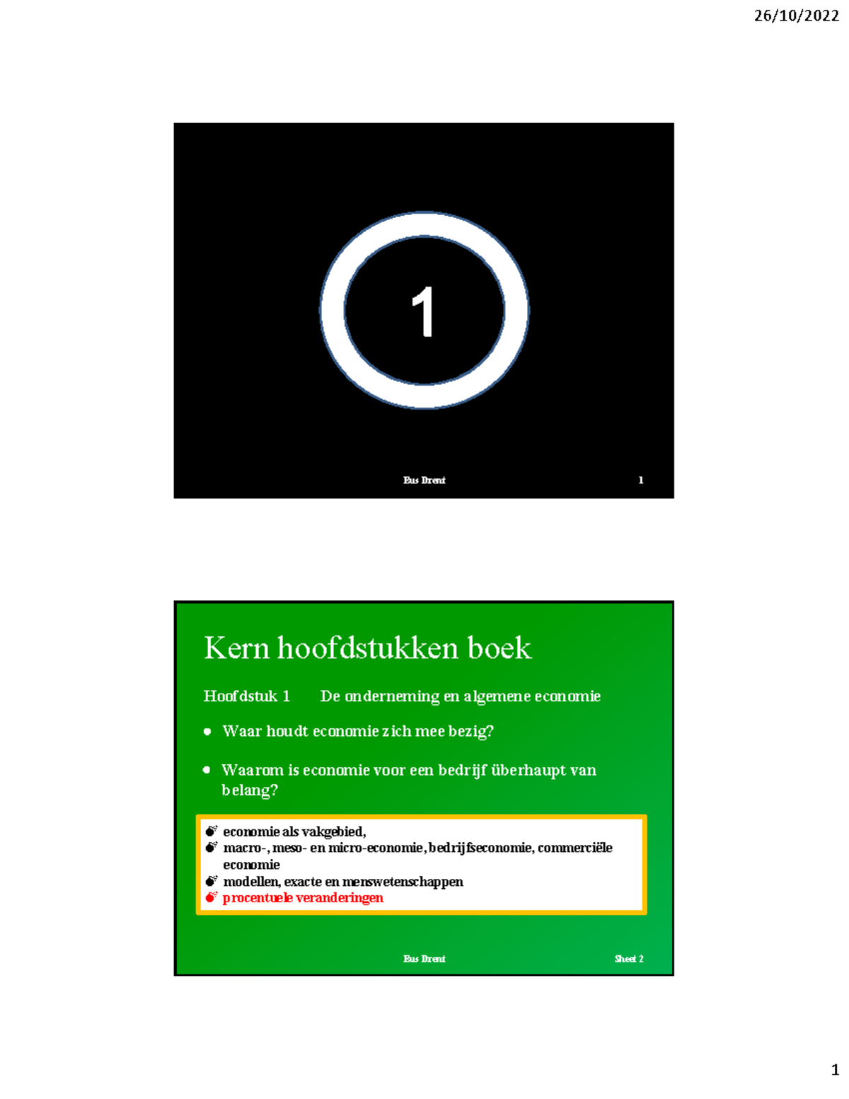 LBA002VN Economie 2022 BB - Eus Drent 1 Kern hoofdstukken boek ...