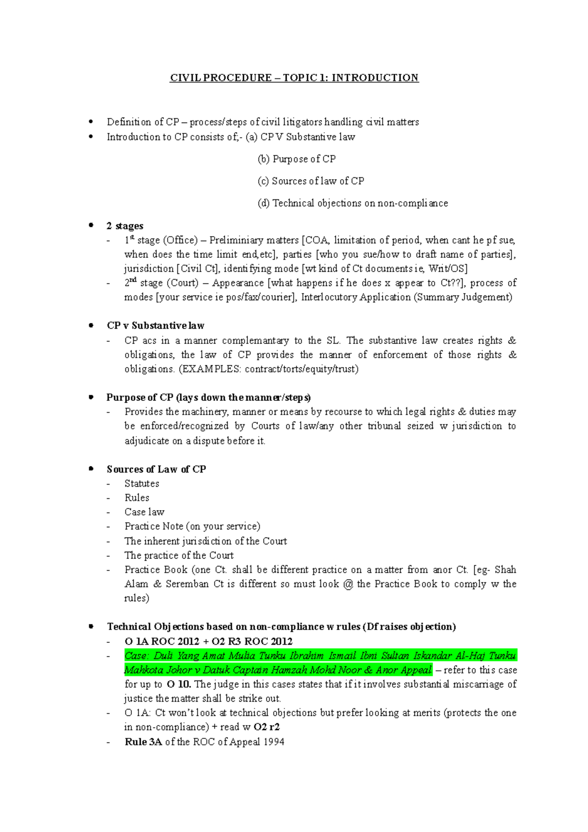 Introduction to Civil Procedure - CIVIL PROCEDURE – TOPIC 1 ...