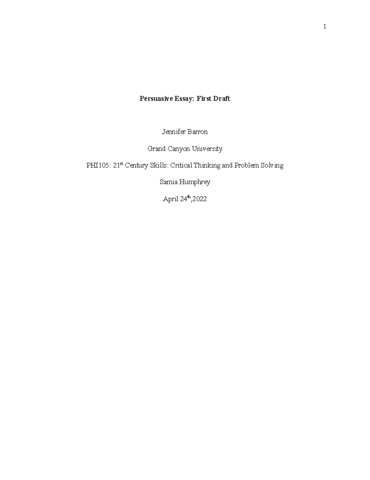 Persuasive Essay APA Template 1 final draft - Persuasive Essay: First ...