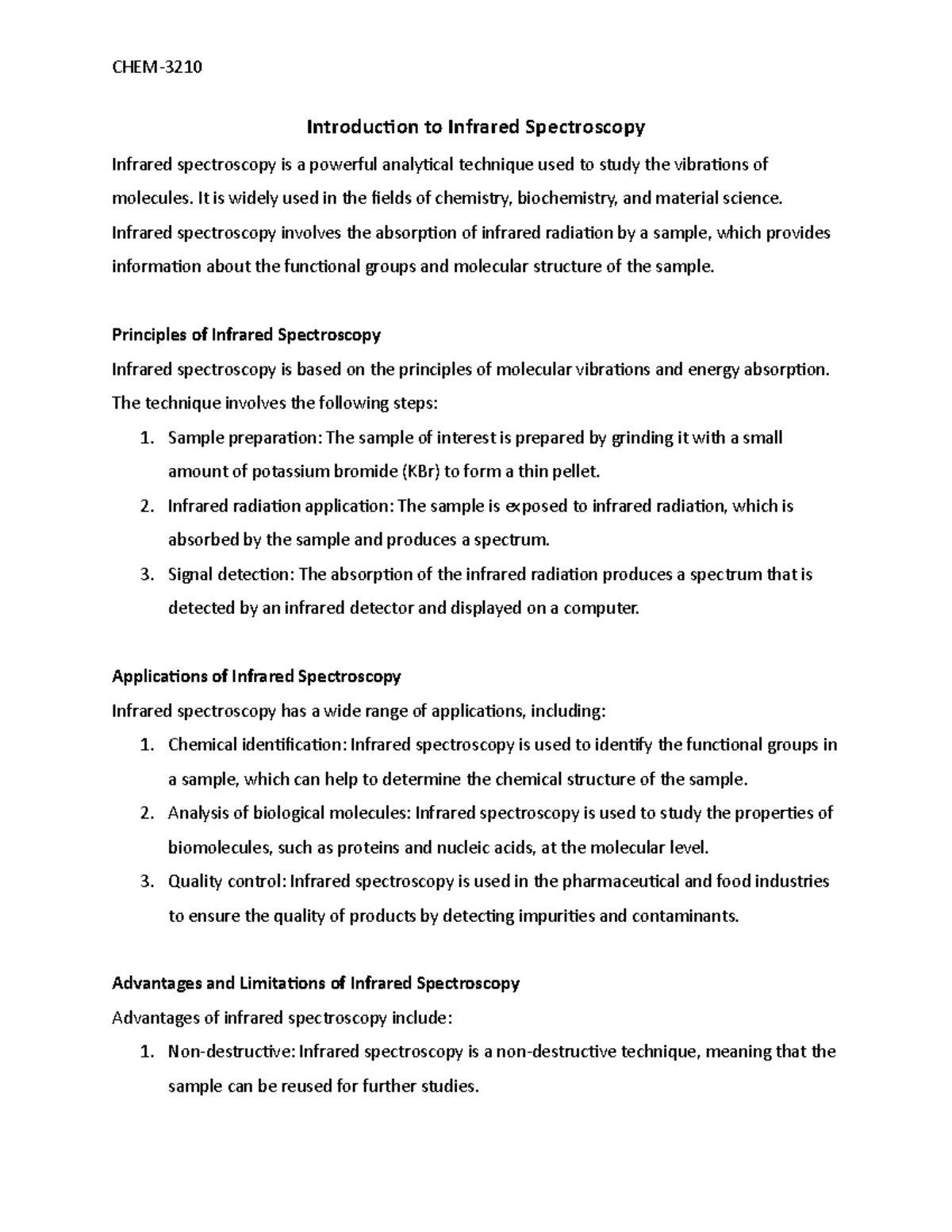 Infrared Spectroscopy - CHEM- Introduction to Infrared Spectroscopy ...