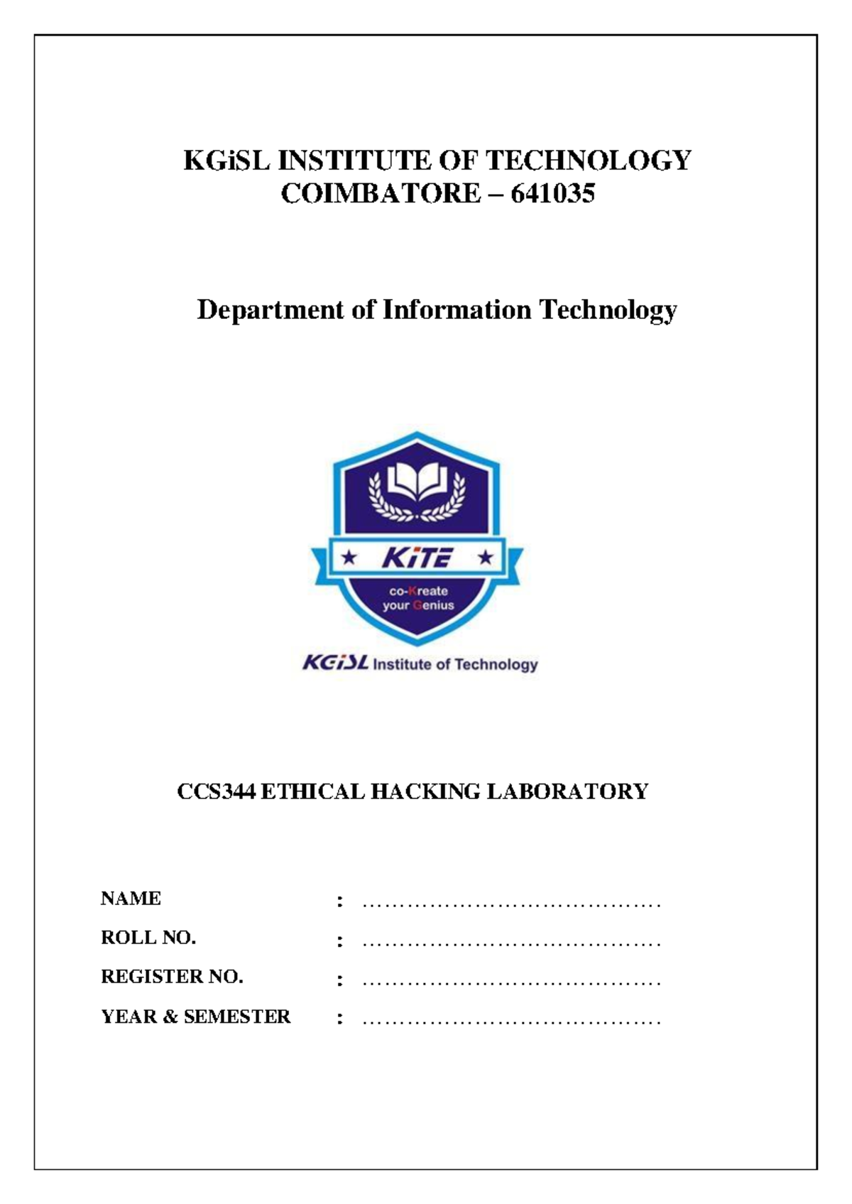 Ethical Hacking Final Out-LM - KGiSL INSTITUTE OF TECHNOLOGY COIMBATORE – 641035 Department of ...