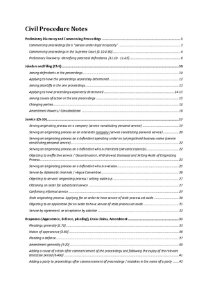 Summary of Civil Procedure notes - Week 8: Chapter 1 - Introduction to ...