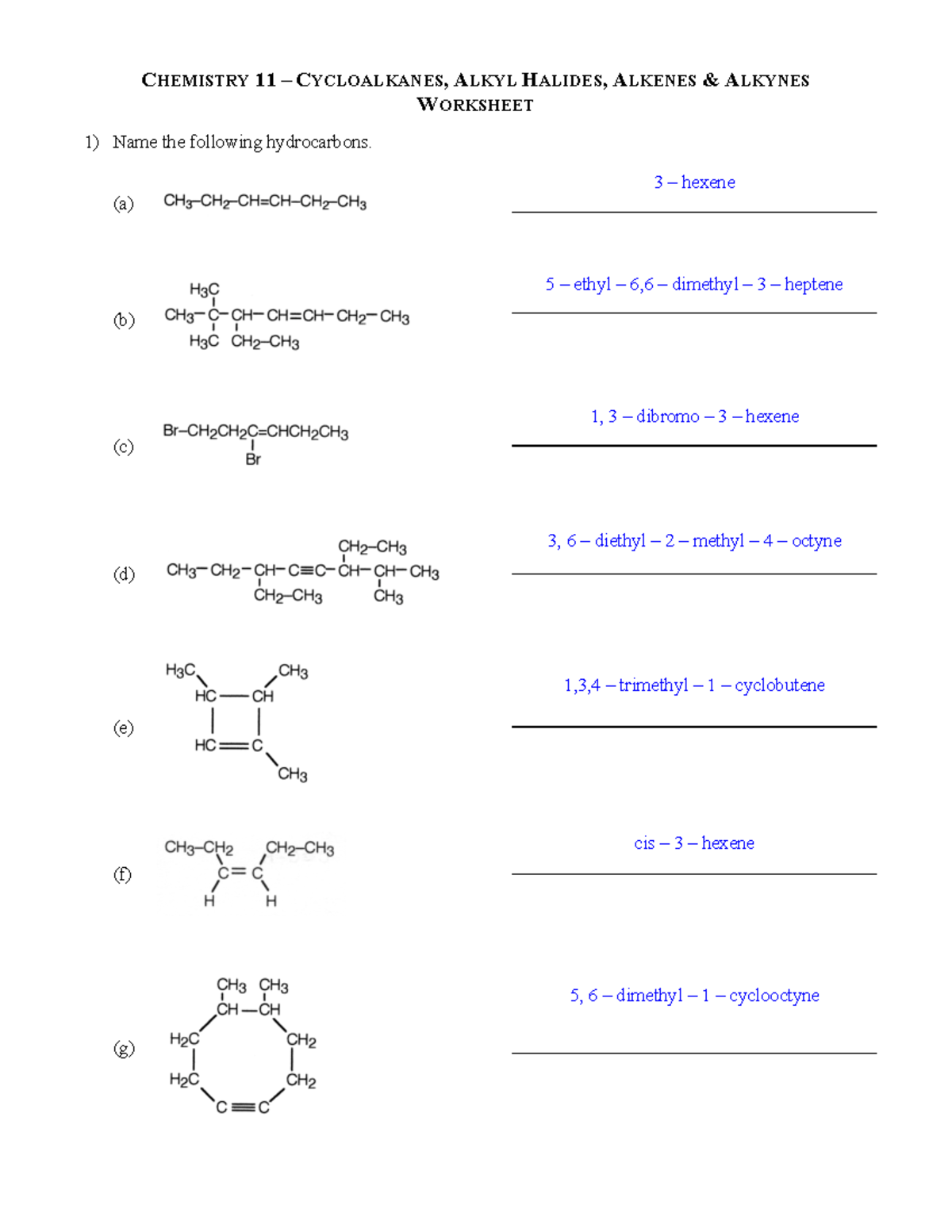 Cycloalkanes-Alkyl-Halides-Alkenes-Alkynes-Worksheet-Solutions-1t4ueaa ...