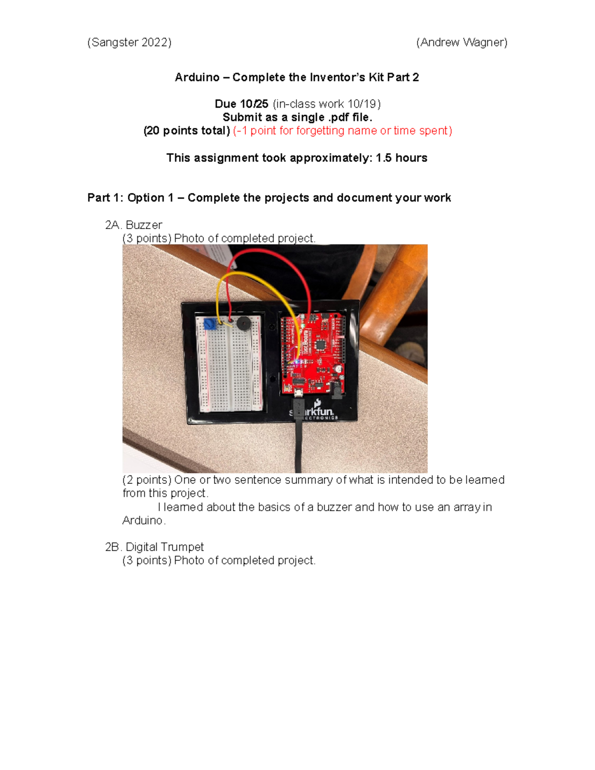GE1501 1019-1025 Arduino Assignment Spark 2 Wagner Andrew - (Sangster ...