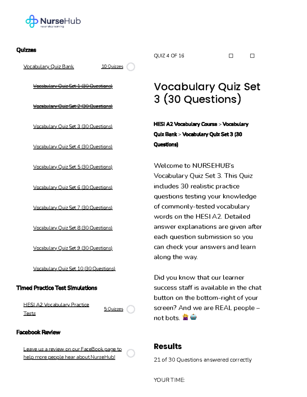 Vocabulary Quiz Set 3 Nurse Hub - HESI A2 Vocabulary Course ...