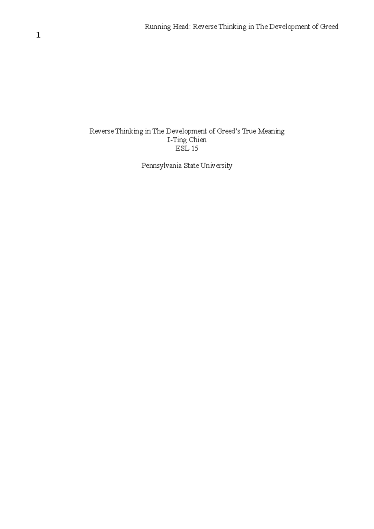 Extended Definition final draft 1 - Running Head: Reverse Thinking in ...