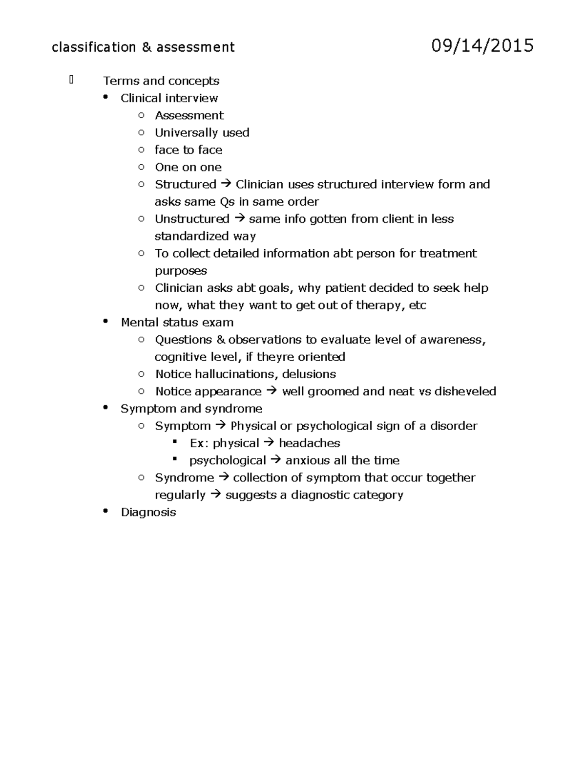 Week 3 - Classification and Assessment & stress related disorders ...