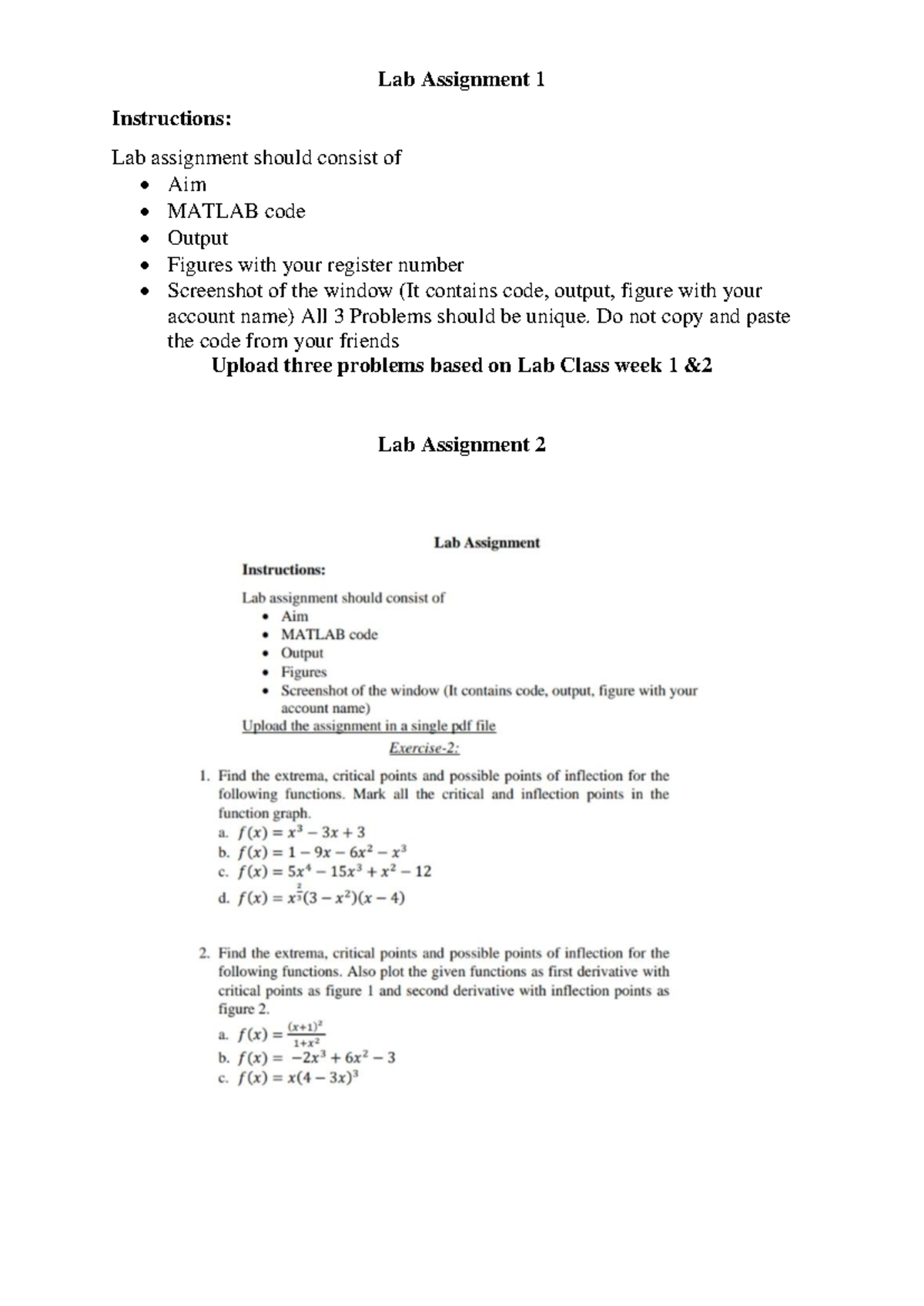 1 - 4 Lab Assignment problems(MATLAB) - Computer Engineering - Lab ...