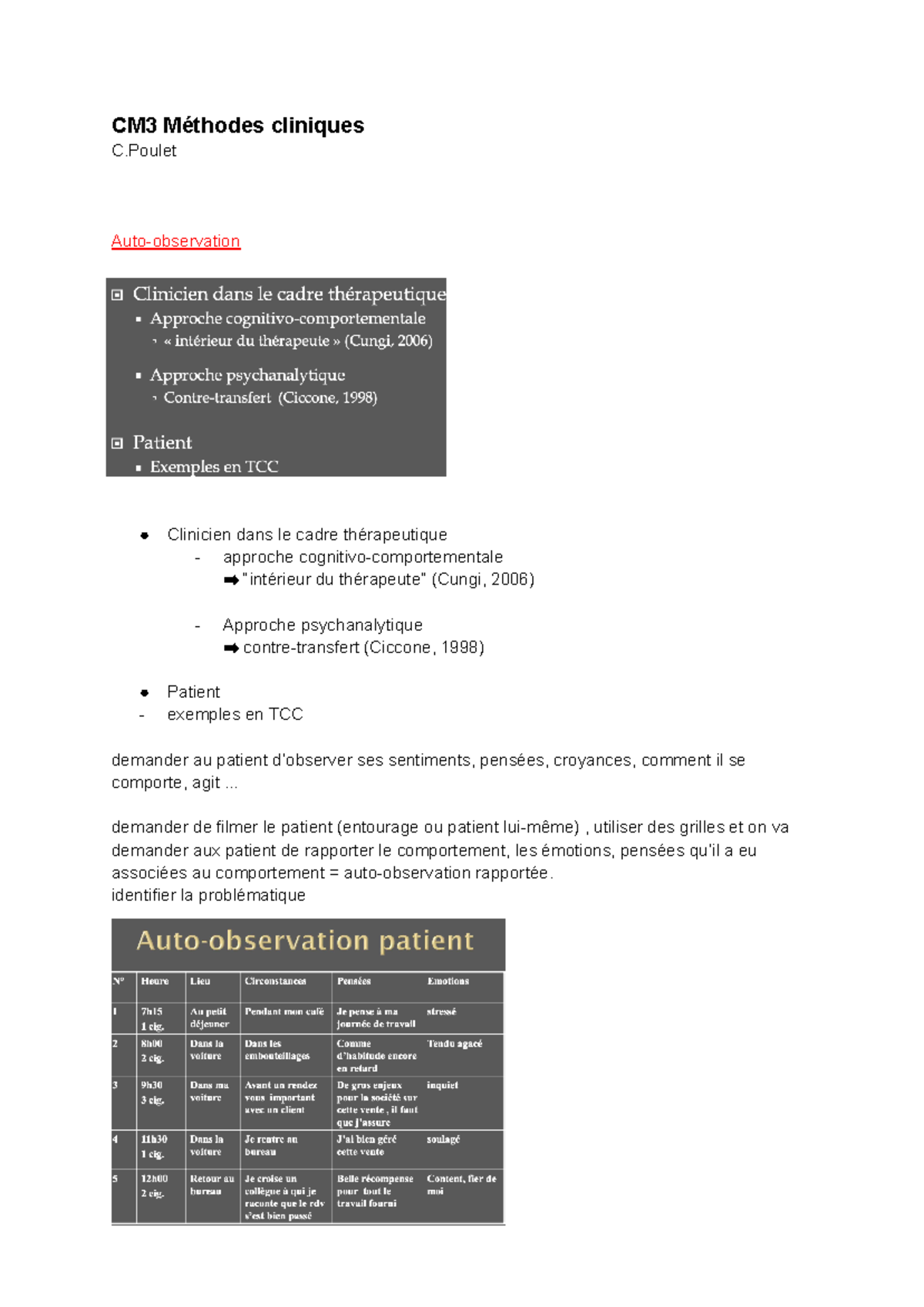 CM3 Méthodes cliniques - Google Docs - CM3 Méthodes cliniques C Auto ...