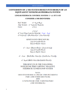 Lecture 01:Introduction- Control system design with incomplete information - ECE 517 LECTURE 01 ...