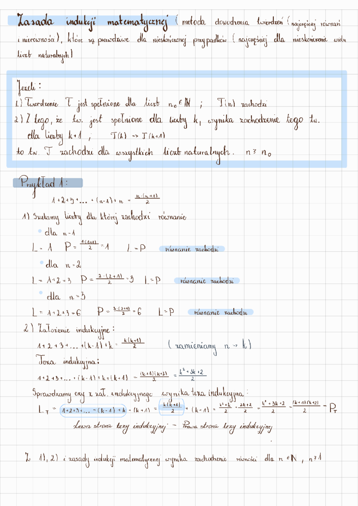 Indukcja matematyczna - Zasada indukeji matematycang ( metoda ...