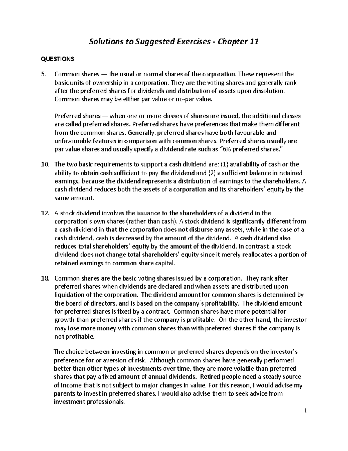 Ch11 - Solutions to Suggested Exercises - Solutions to Suggested Exercises - Chapter 11 ...