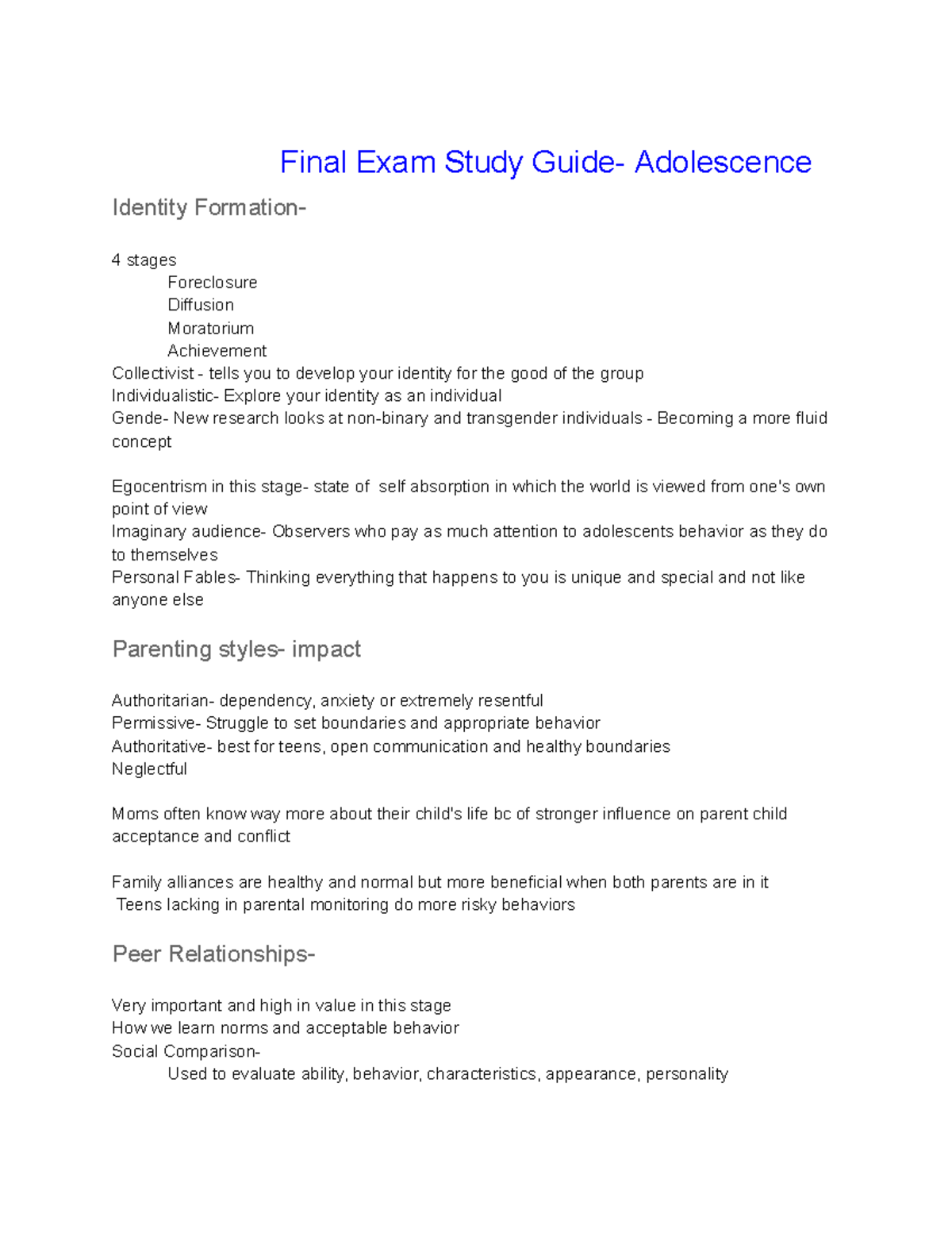 FAM Final Exam Study Guide- Chapter 11 - Final Exam Study Guide ...