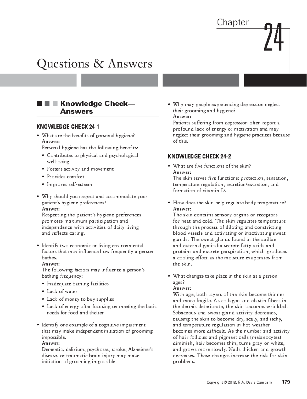 chapter 24: Hygiene - Chapter 24 Questions & Answers Knowledge Check ...