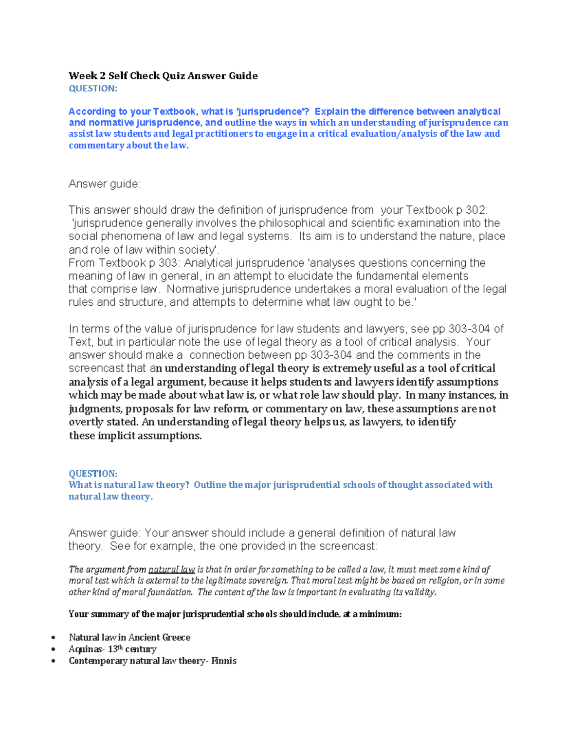 Self Check AGs - practice - Week 2 Self Check Quiz Answer Guide QUESTION: According to your ...