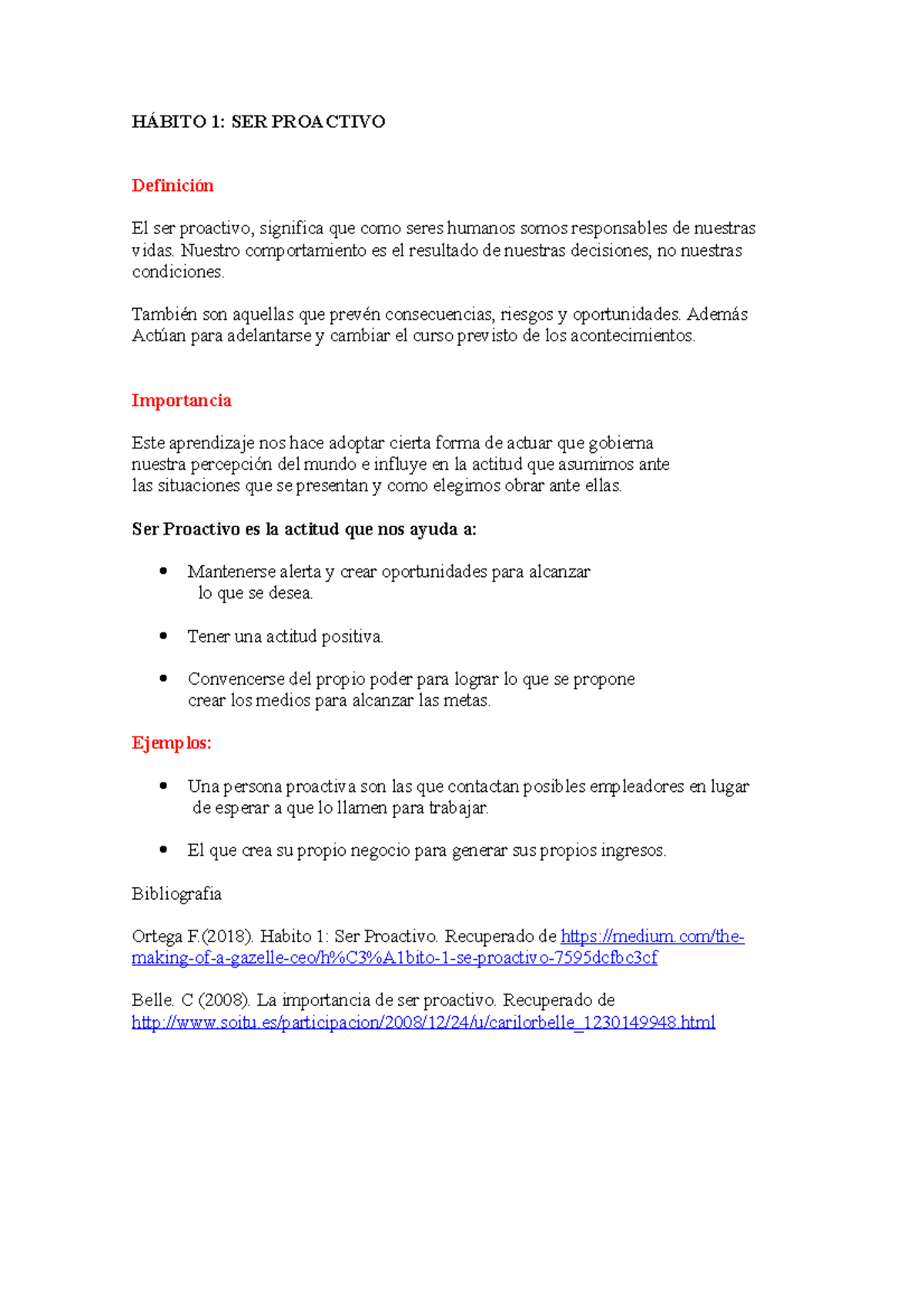 Definición e importancia - HÁBITO 1: SER PROACTIVO Definición El ser ...