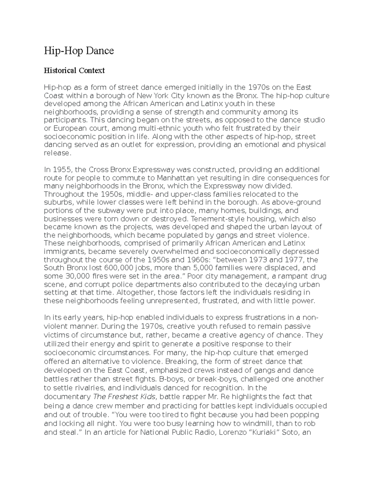 Hip hop notes - Read carefully, this will be one quiz and exams - Hip ...